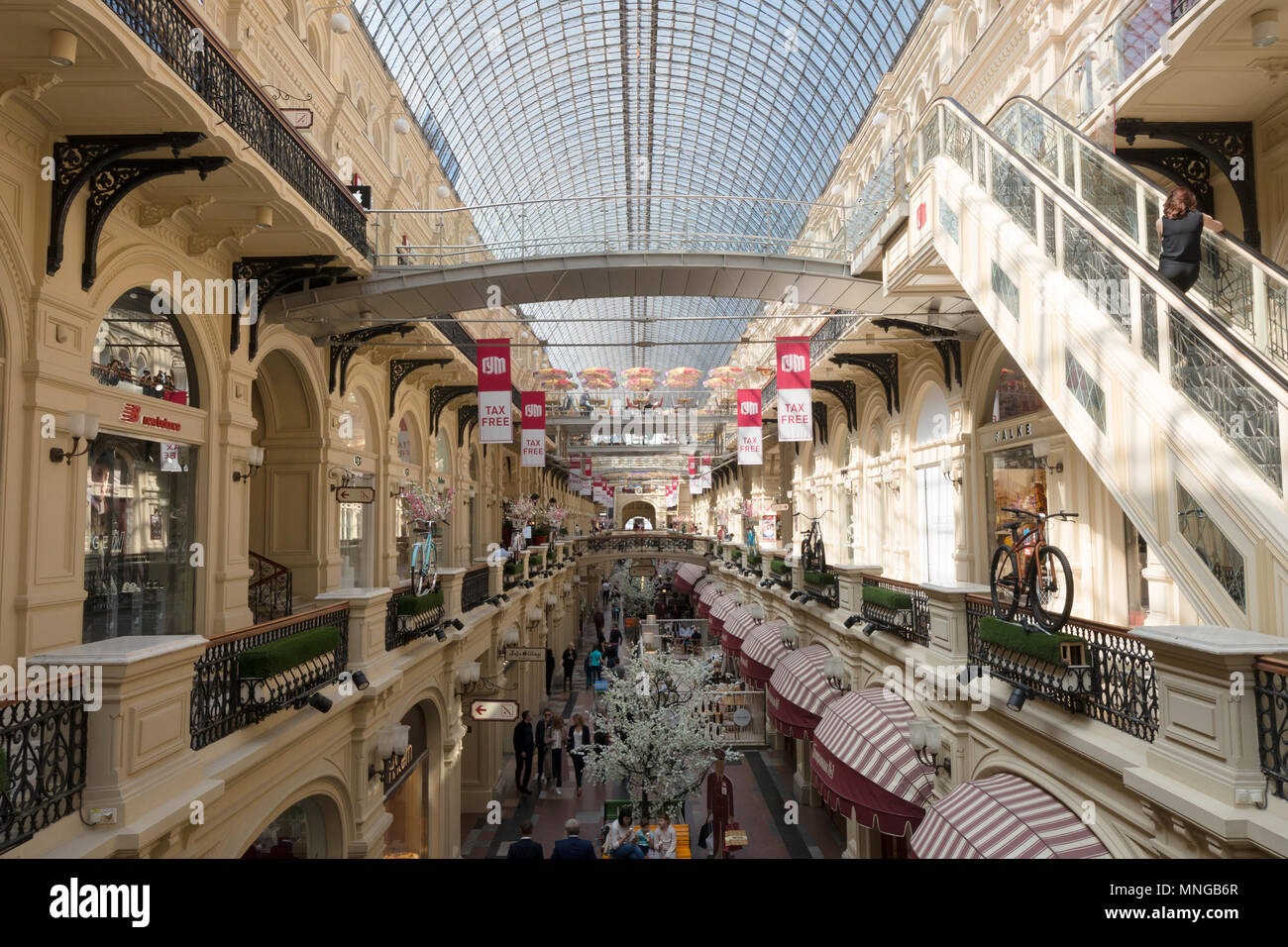 Interior of the GUM Shopping Centre on Red Square, Moscow, Russia ...