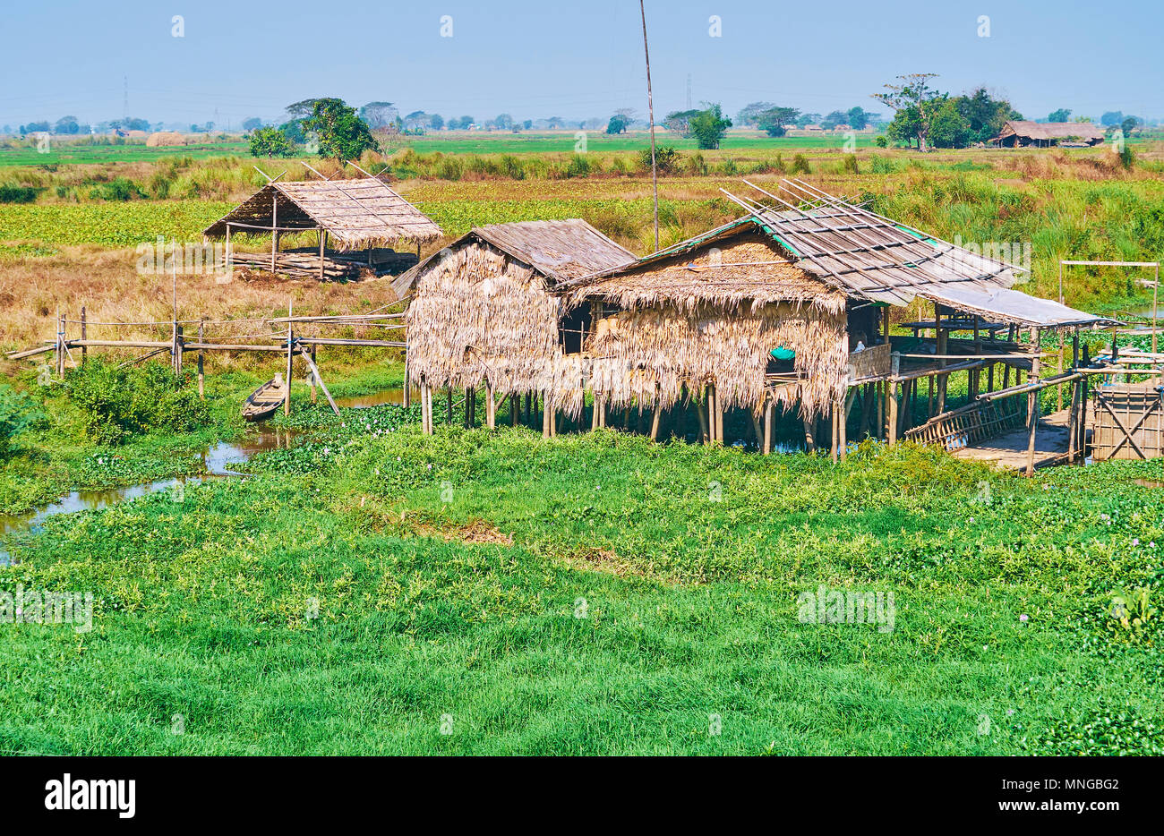 The old housing in village of Bago Region - traditional buildings of ...