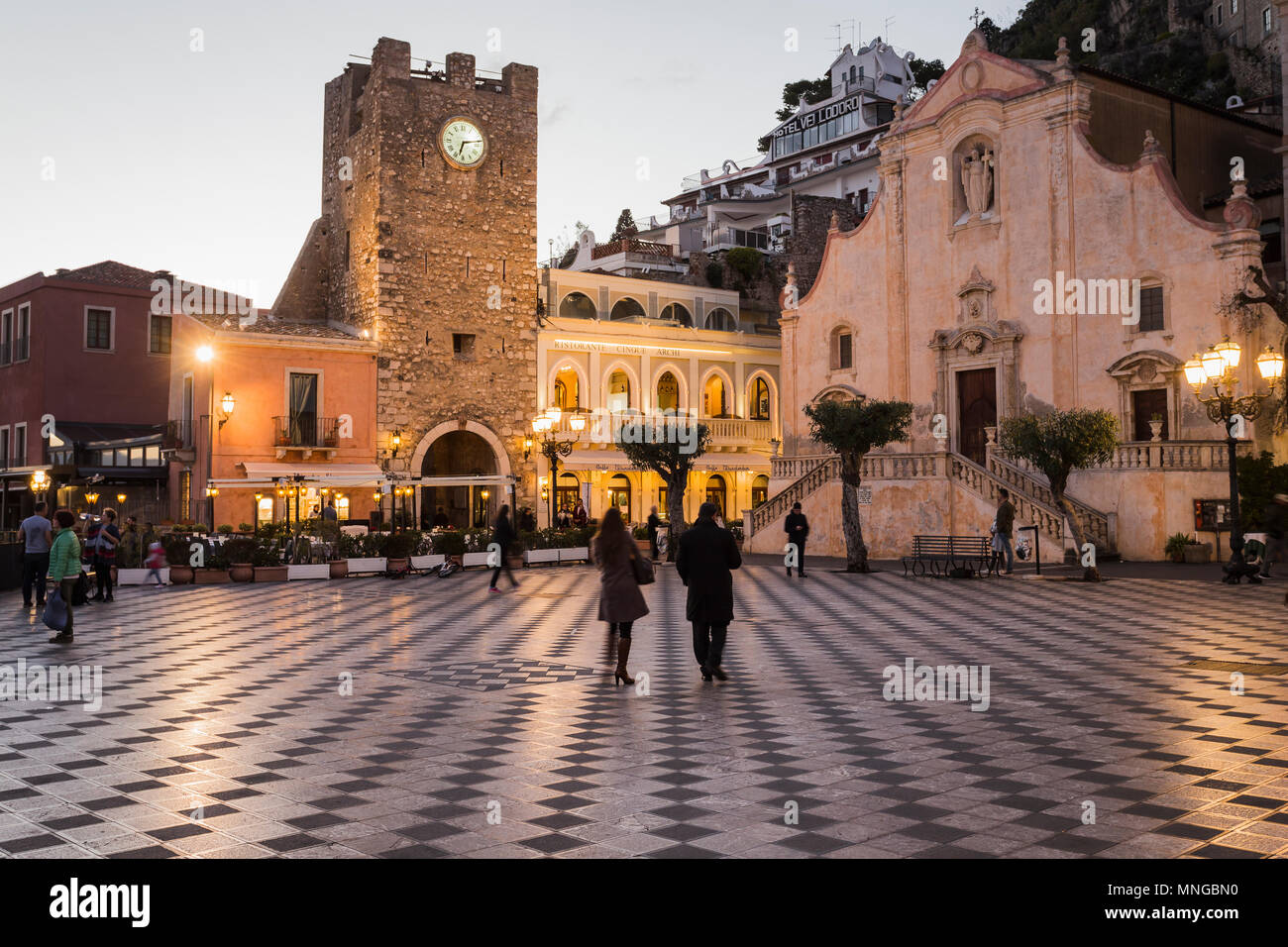 Piazza IX Aprile square, San Giuseppe church and Clock Tower in ...