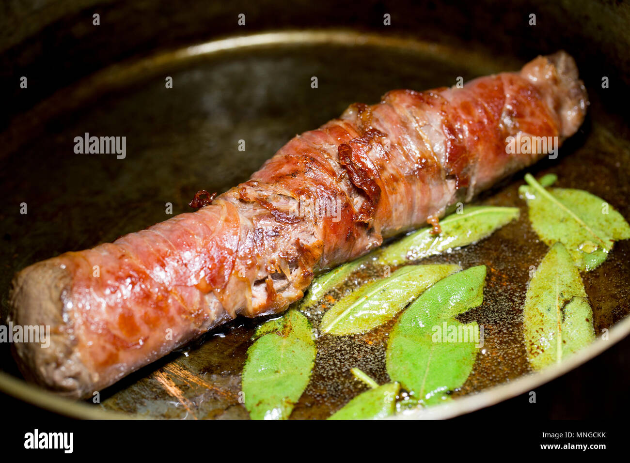 A saddle fillet of roe deer venison Capreolus capreolus, that has been ...