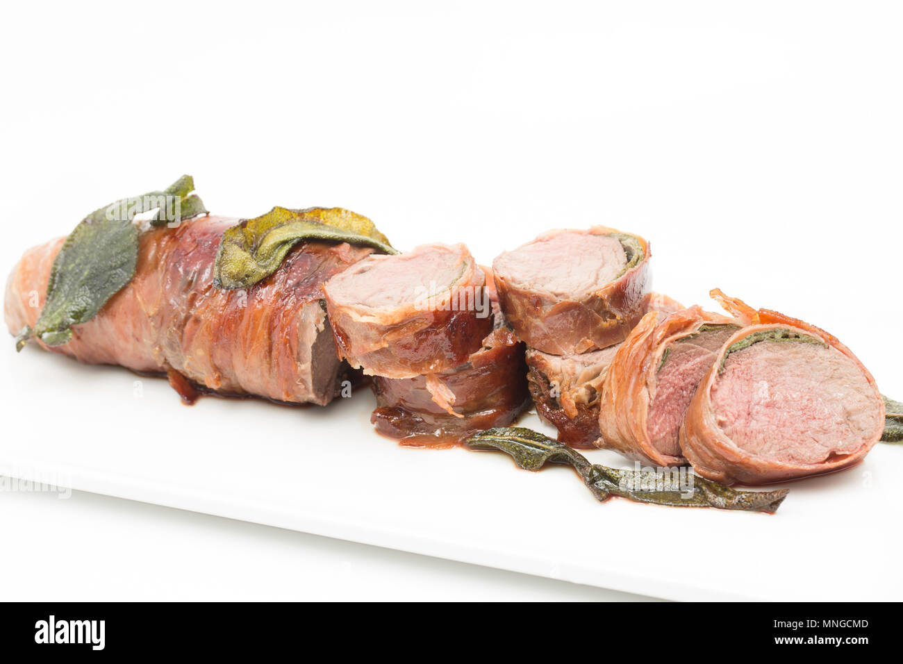 A saddle fillet of roe deer venison Capreolus capreolus, that has been ...