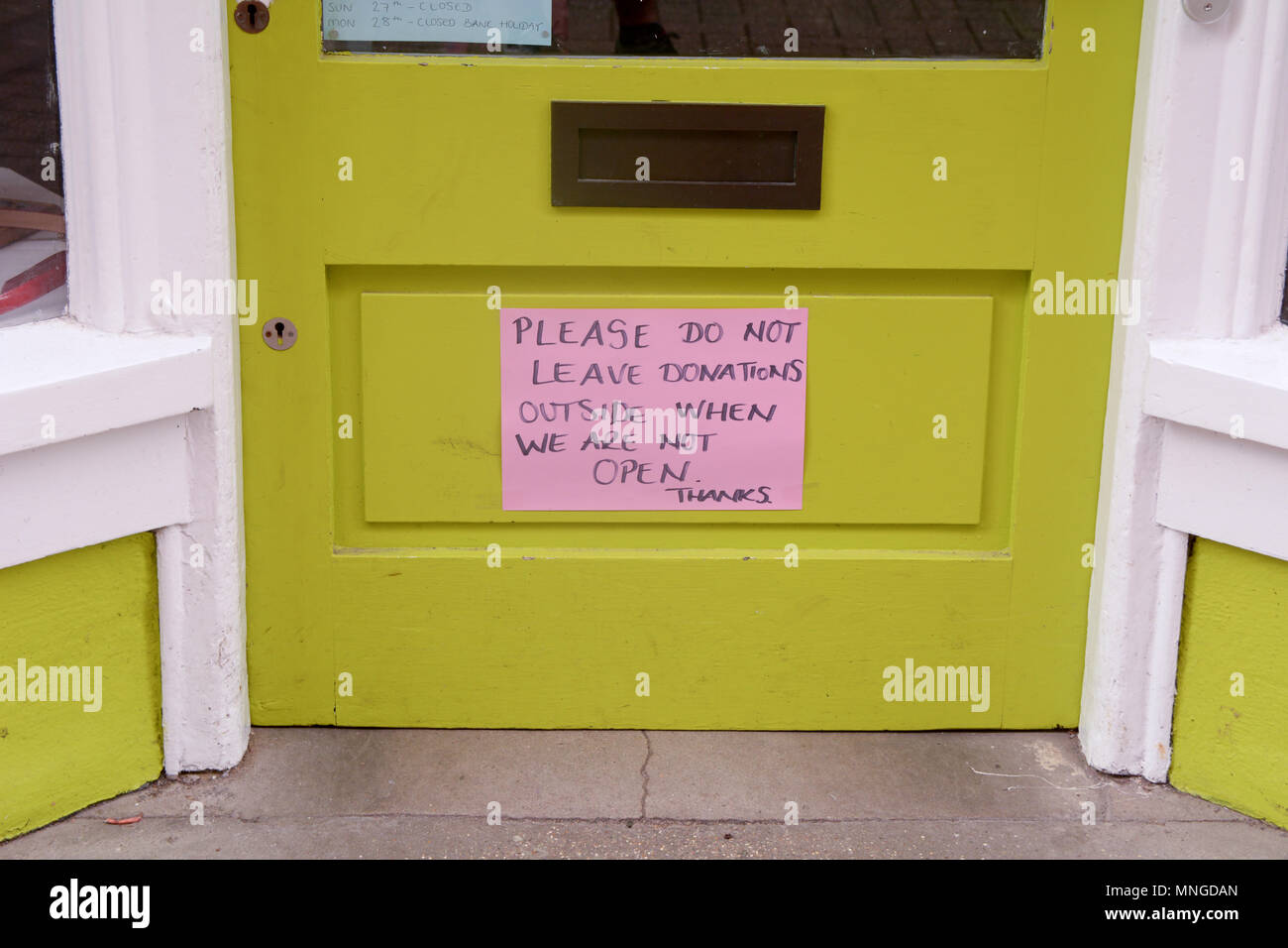 Please do not leave donations outside when we are not open - sign ...