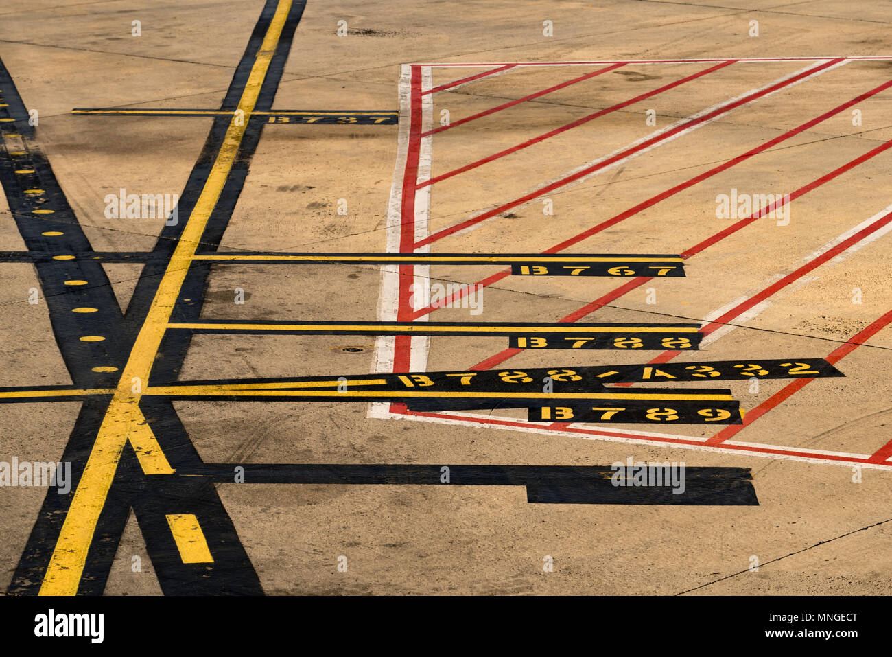 Aircraft parking markers on the runway at Melbourne's Tullamarine ...