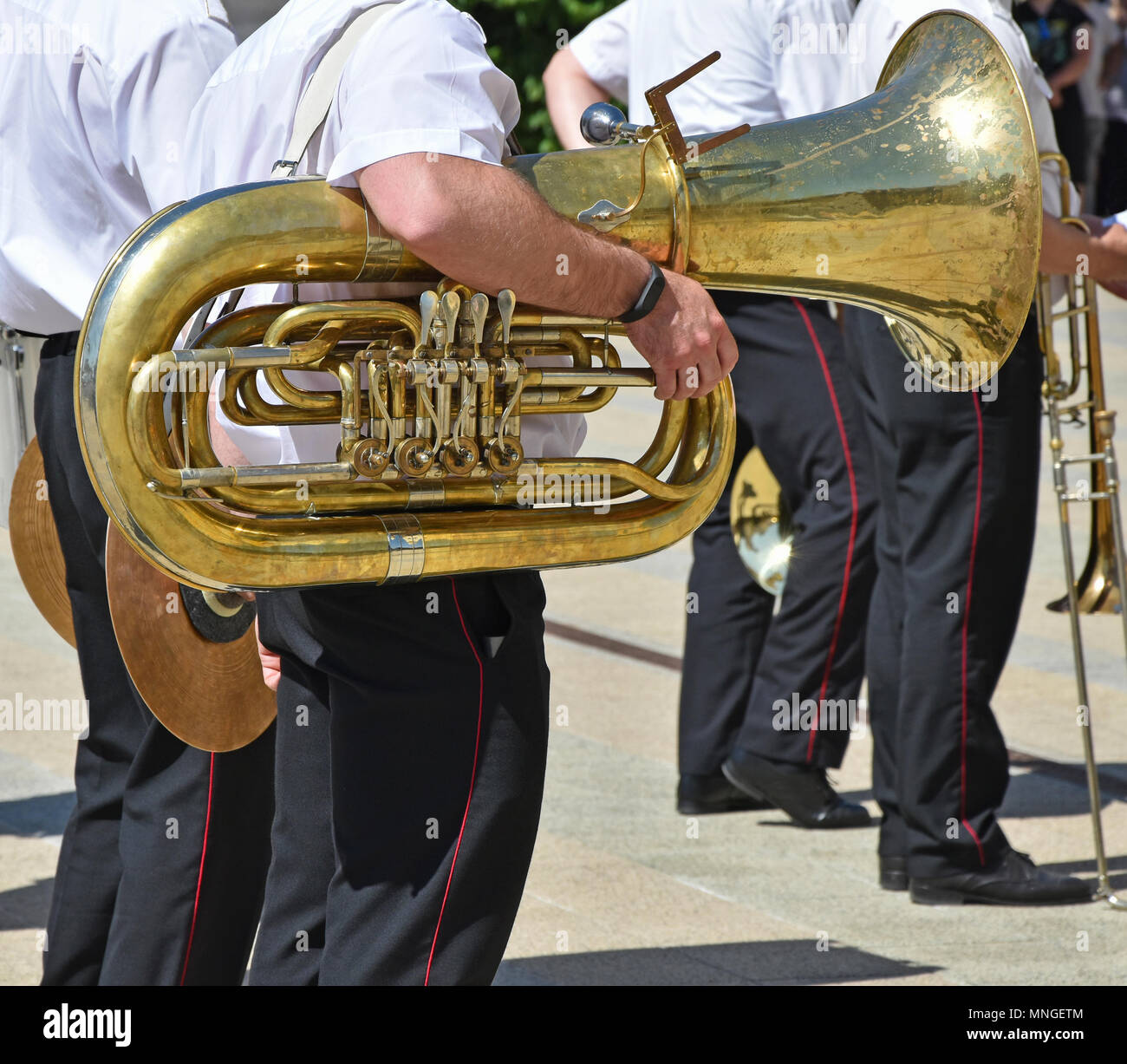 Military brass band with instruments Stock Photo - Alamy