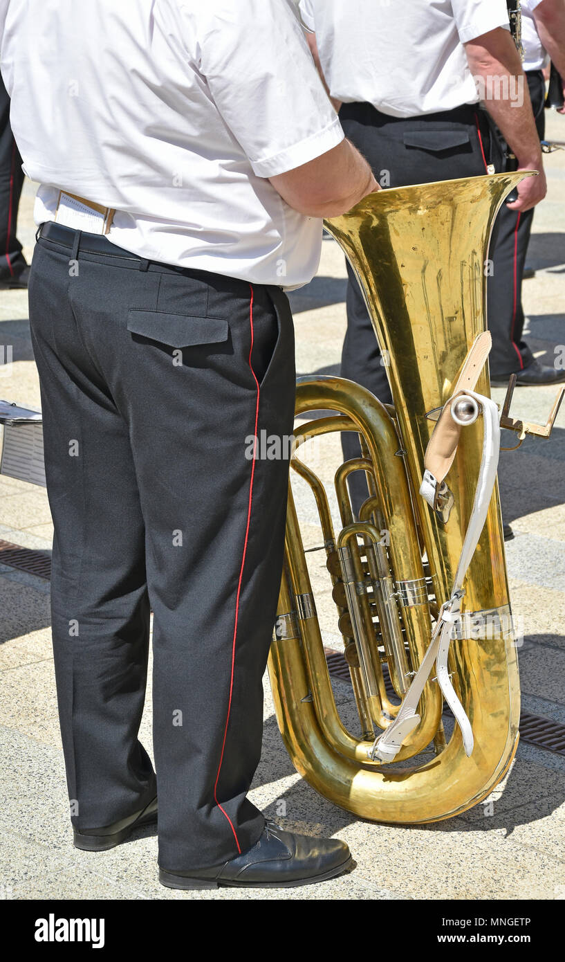 Band members marching and playing instruments hi-res stock photography ...