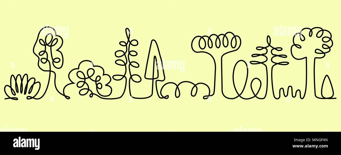 Abstract tree banner one line drawing Stock Vector Image & Art - Alamy