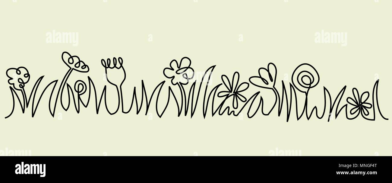 Abstract meadow one line drawing Stock Vector Image & Art - Alamy