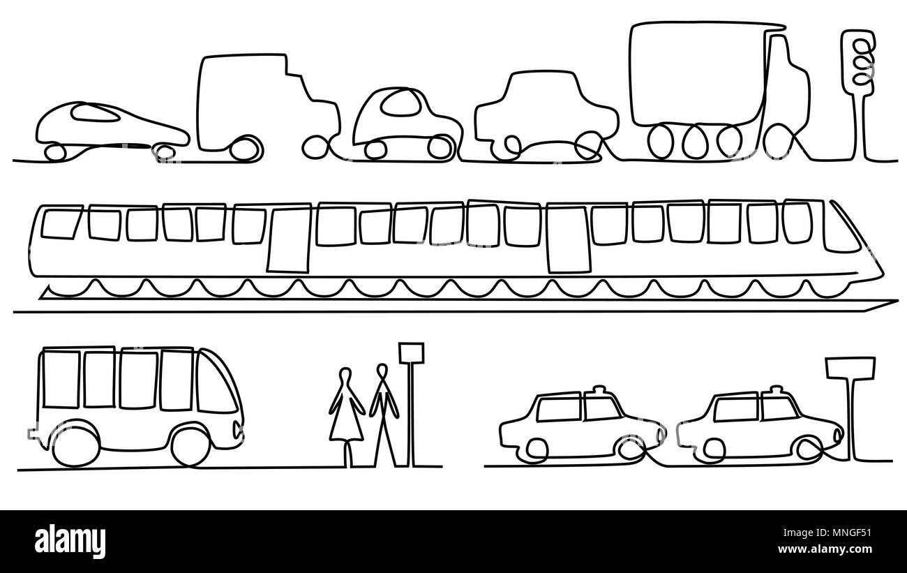 Transport vehicles one line drawing Stock Vector Image & Art - Alamy