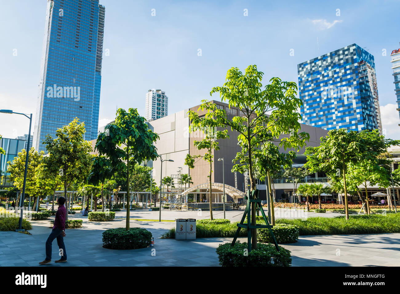 buildings and a park inside Bonifacio High Street Stock Photo - Alamy