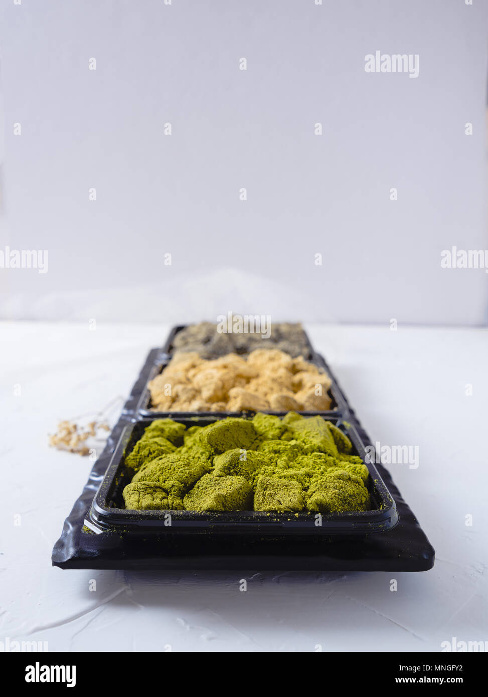 Warabi Mochi, 3 Flavours - Black Sesame, Roasted Soy Bean Flour (Kinako ...