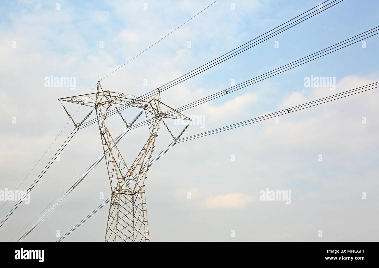 big high voltage pylon with electric wires Stock Photo - Alamy