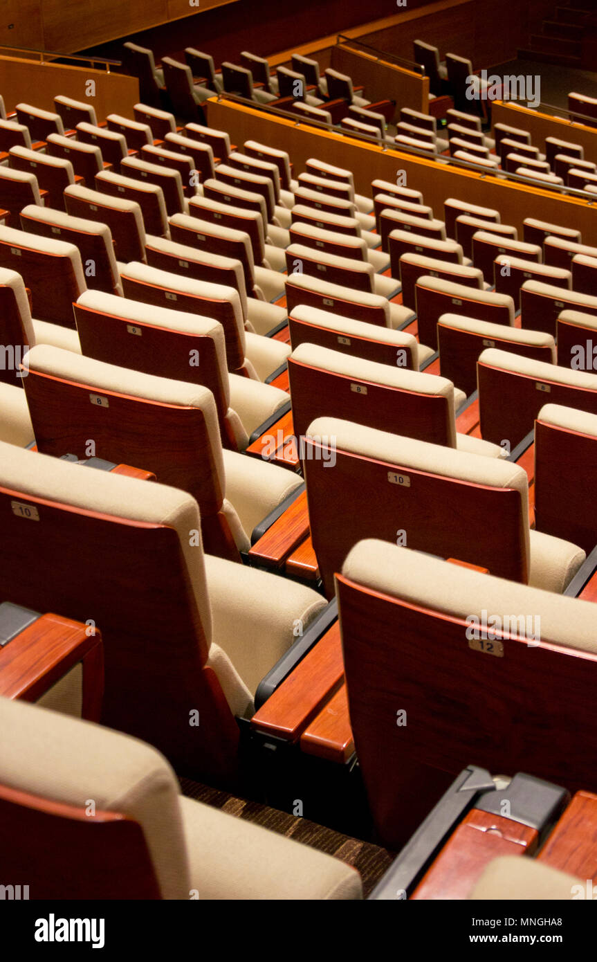 Rows of seats in a conference hall at the China National Convention ...