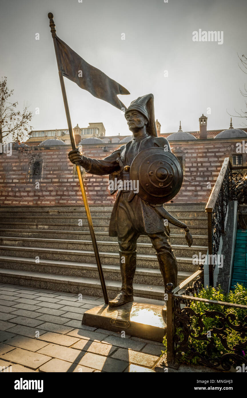 Statue of a Janissary (Janizary), member of an elite corps in the ...