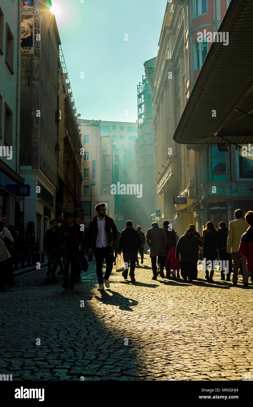 Istanbul, Turkey - January 06, 2018: People walking in touristic ...