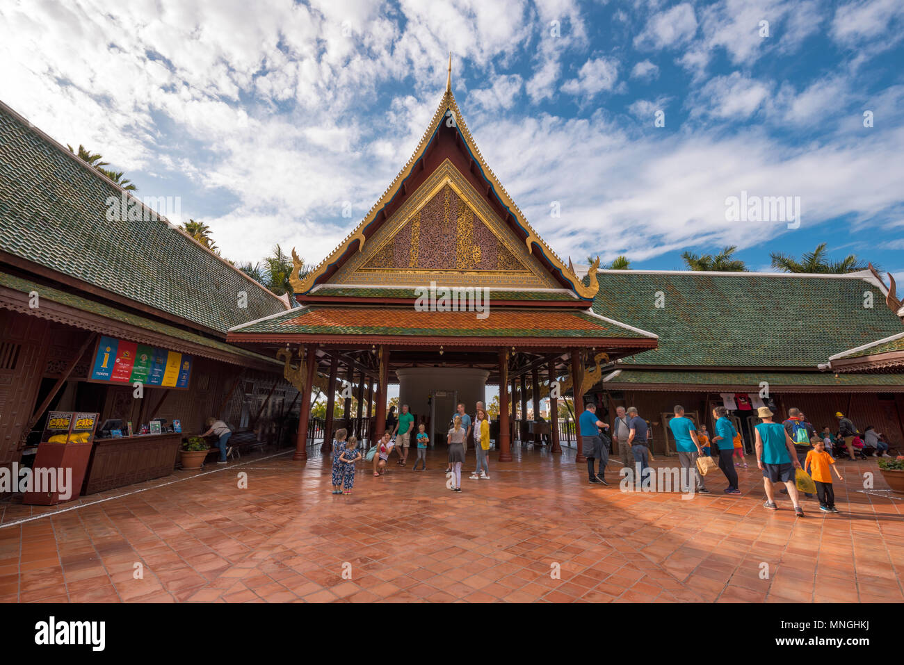 Tenerife, Spain - May 4, 2018: Tourists visiting famous loro park zoo ...