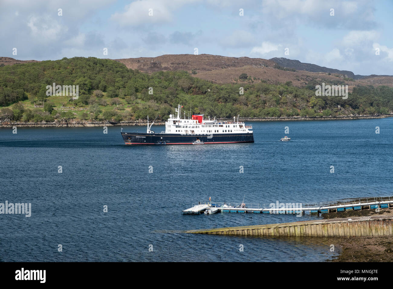 The Hebridean Princess, moored in the Scottish Highlands, Scotland ...