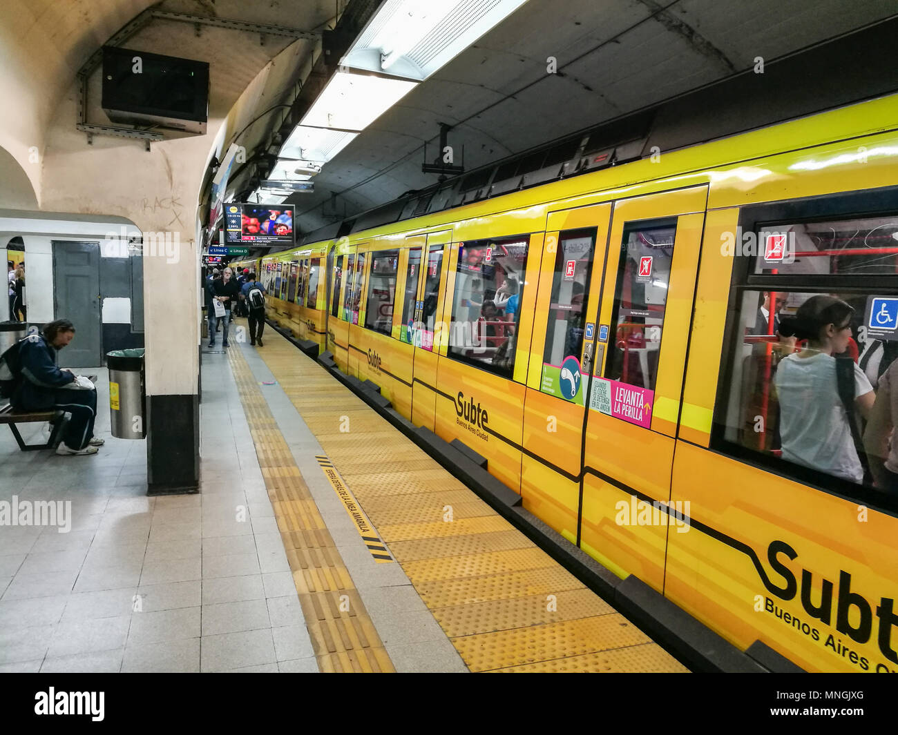 Buenos Aires, Argentina - March 19th: Passengers waiting on the ...