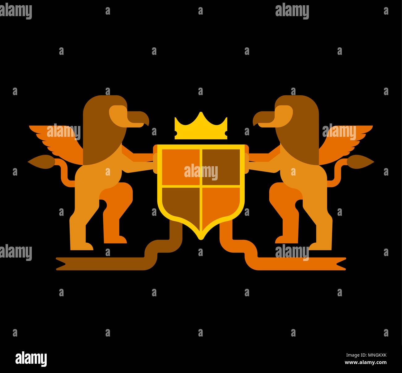 Griffin and Shield heraldic symbol. Sign Animal for coat of arms ...