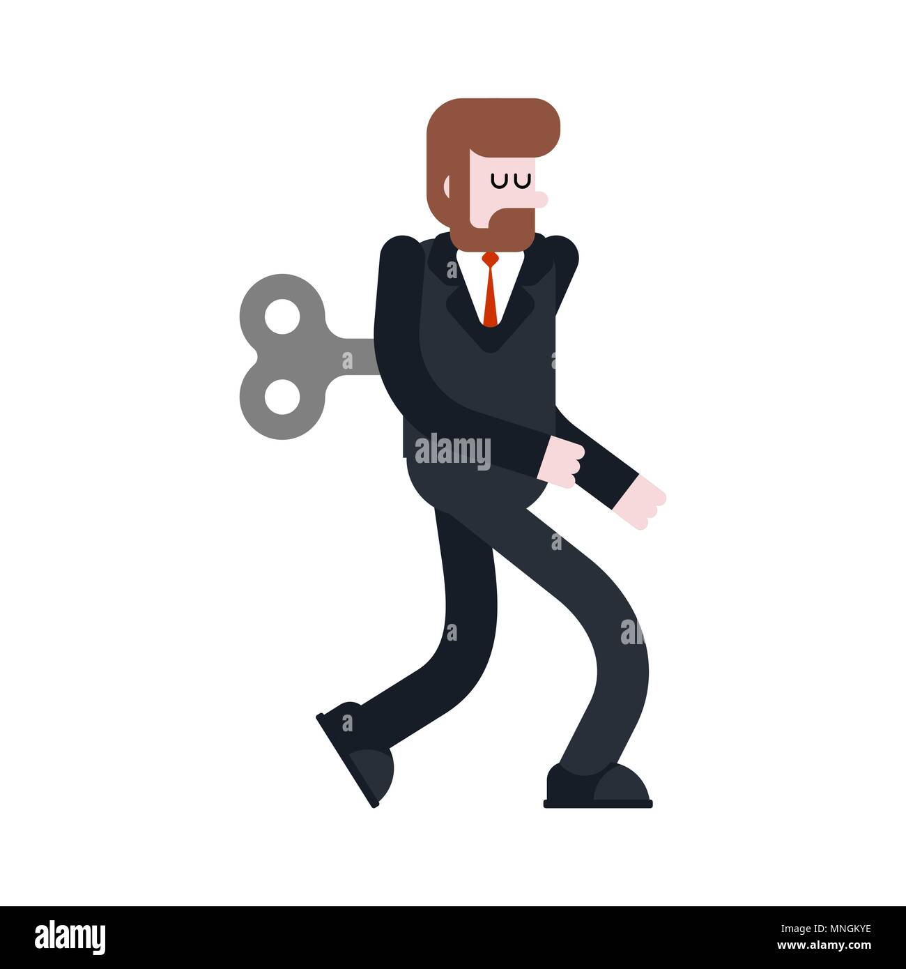 Businessman Clockwork Key. Business toy robot mechanism gear. Vector ...