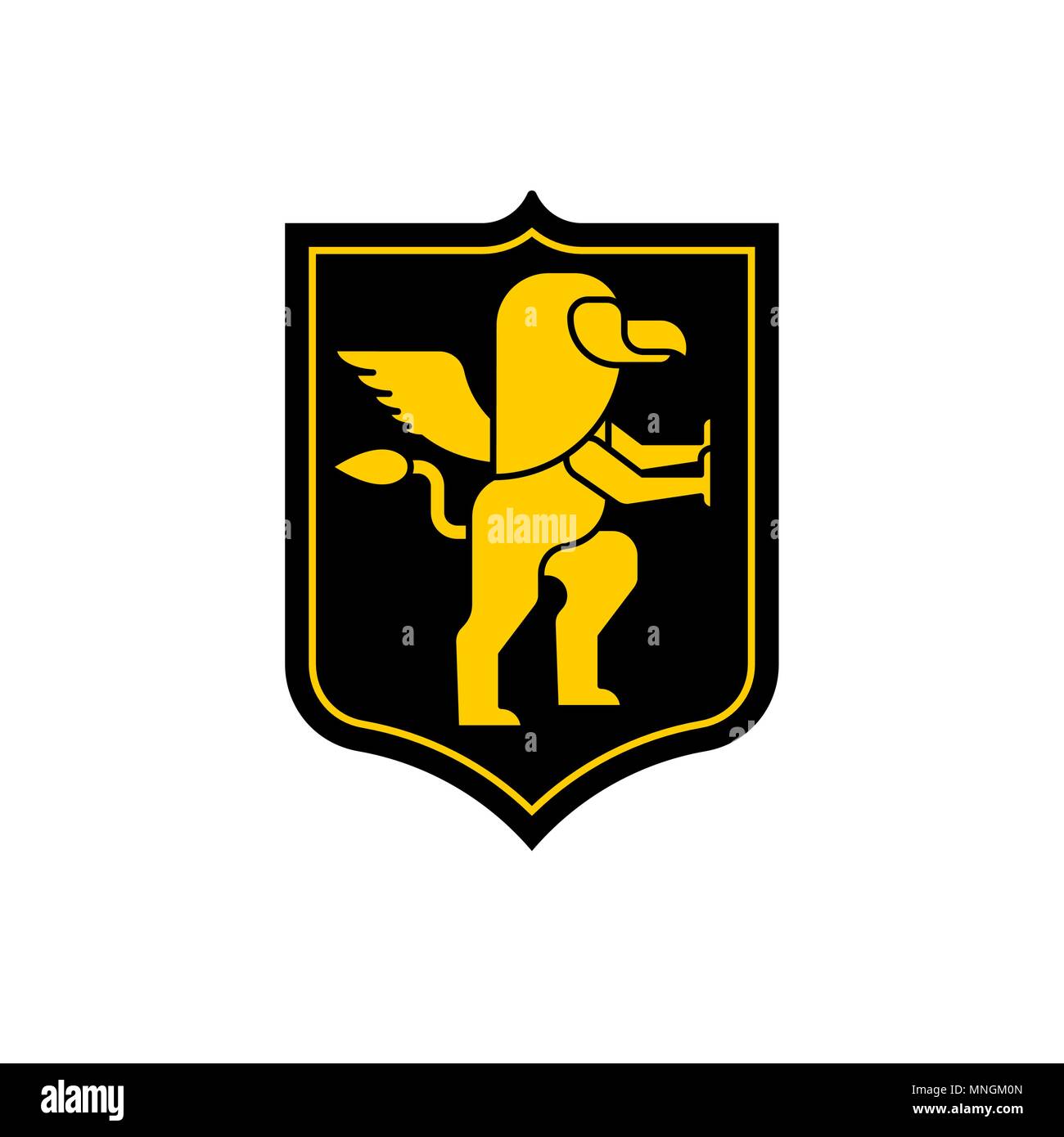 Griffin Shield heraldic symbol. Sign Animal for coat of arms. Vector ...