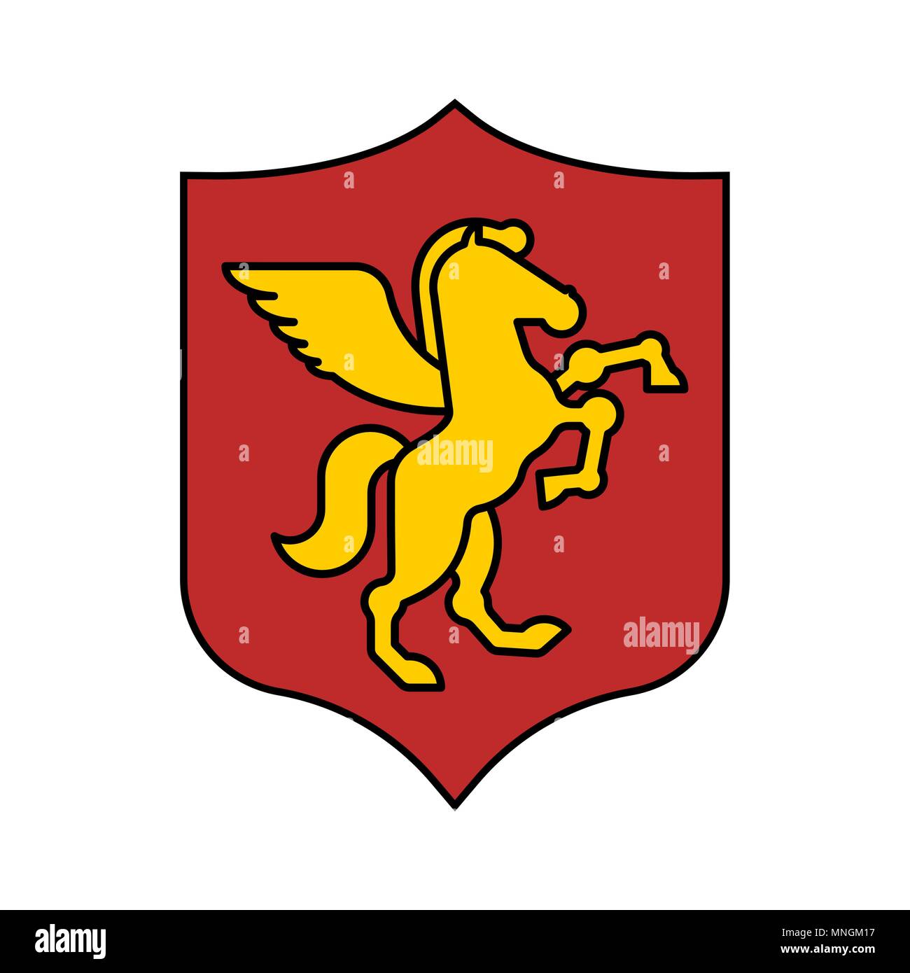 Pegasus Shield heraldic symbol. Sign Animal for coat of arms. Royal ...