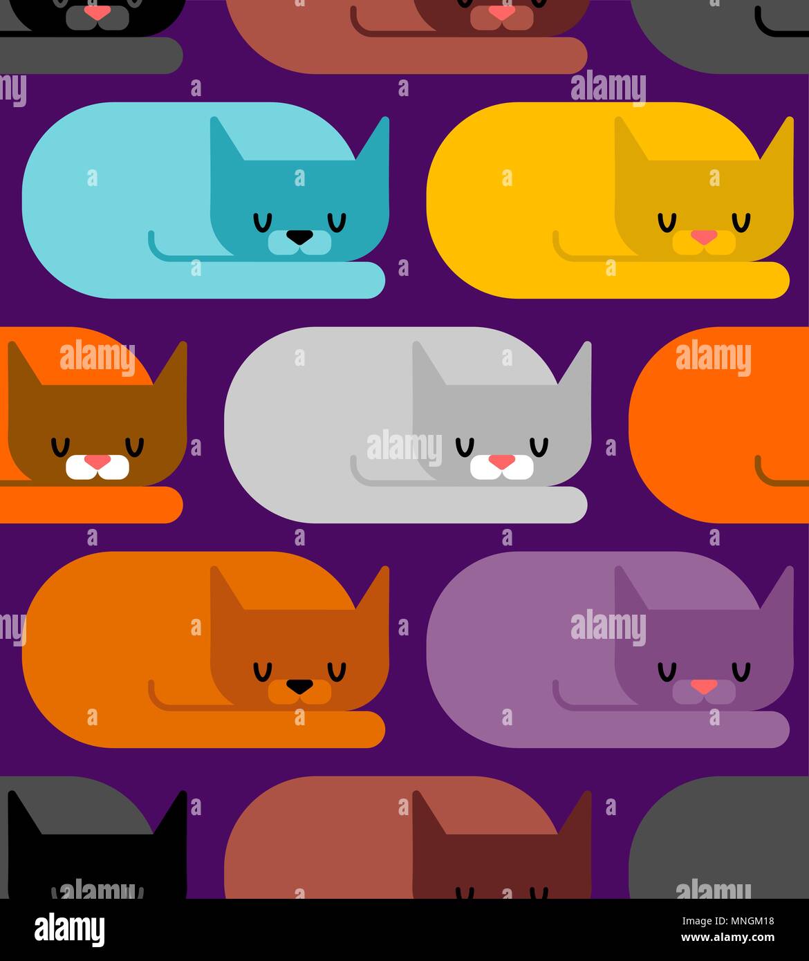 Cat sleeps pattern seamless. Sleeping pet ornament. Vector illustration ...