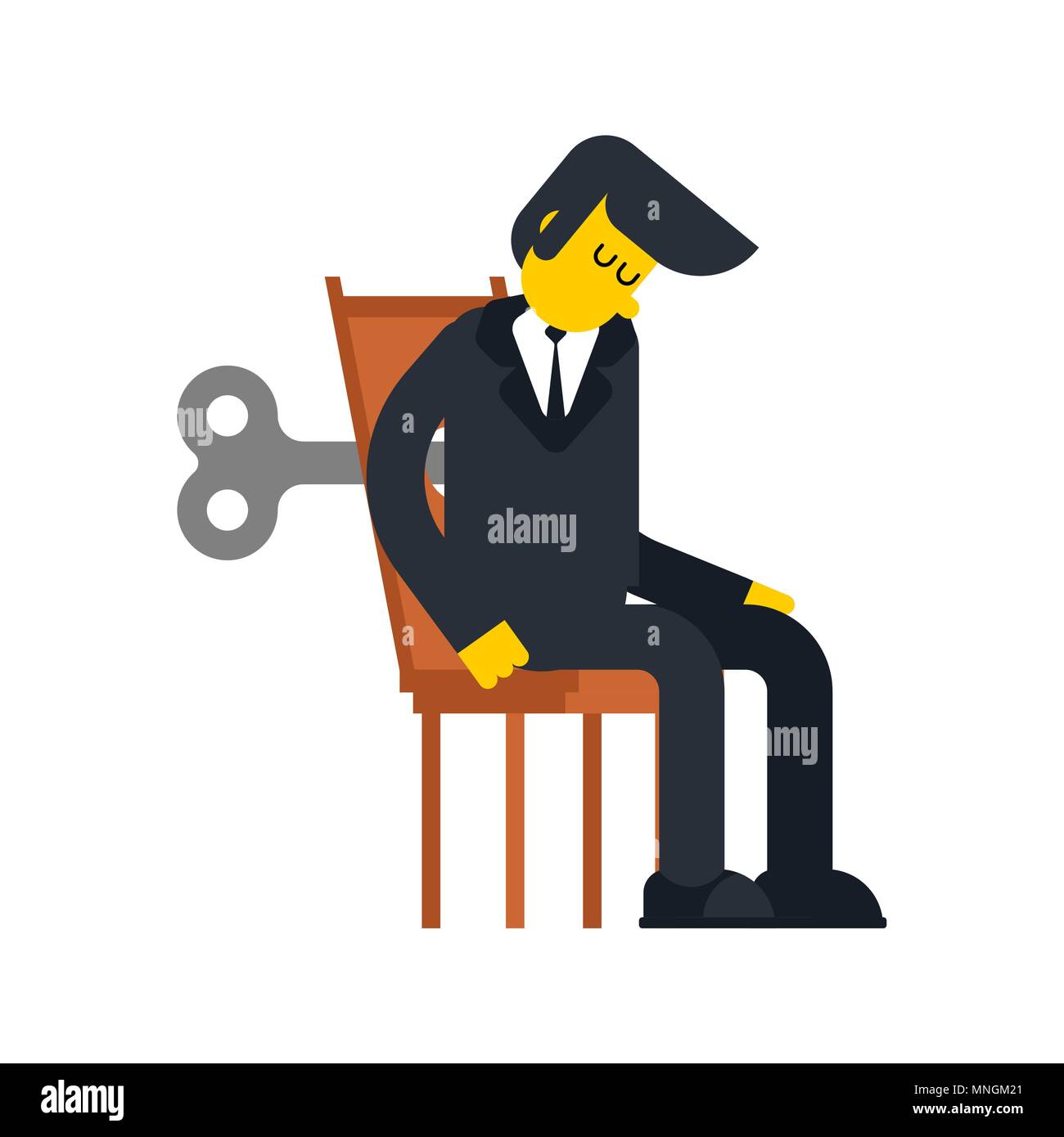 Businessman Clockwork Key. Business toy robot mechanism gear. Vector ...