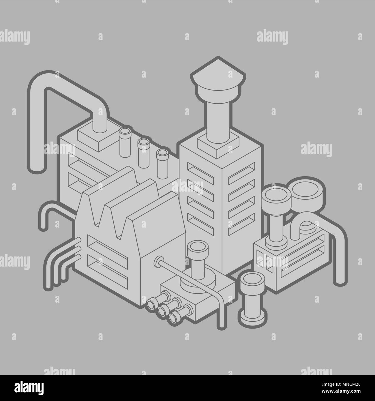 Plant industrial Isometric. Factory isolated pop art style. Vector ...