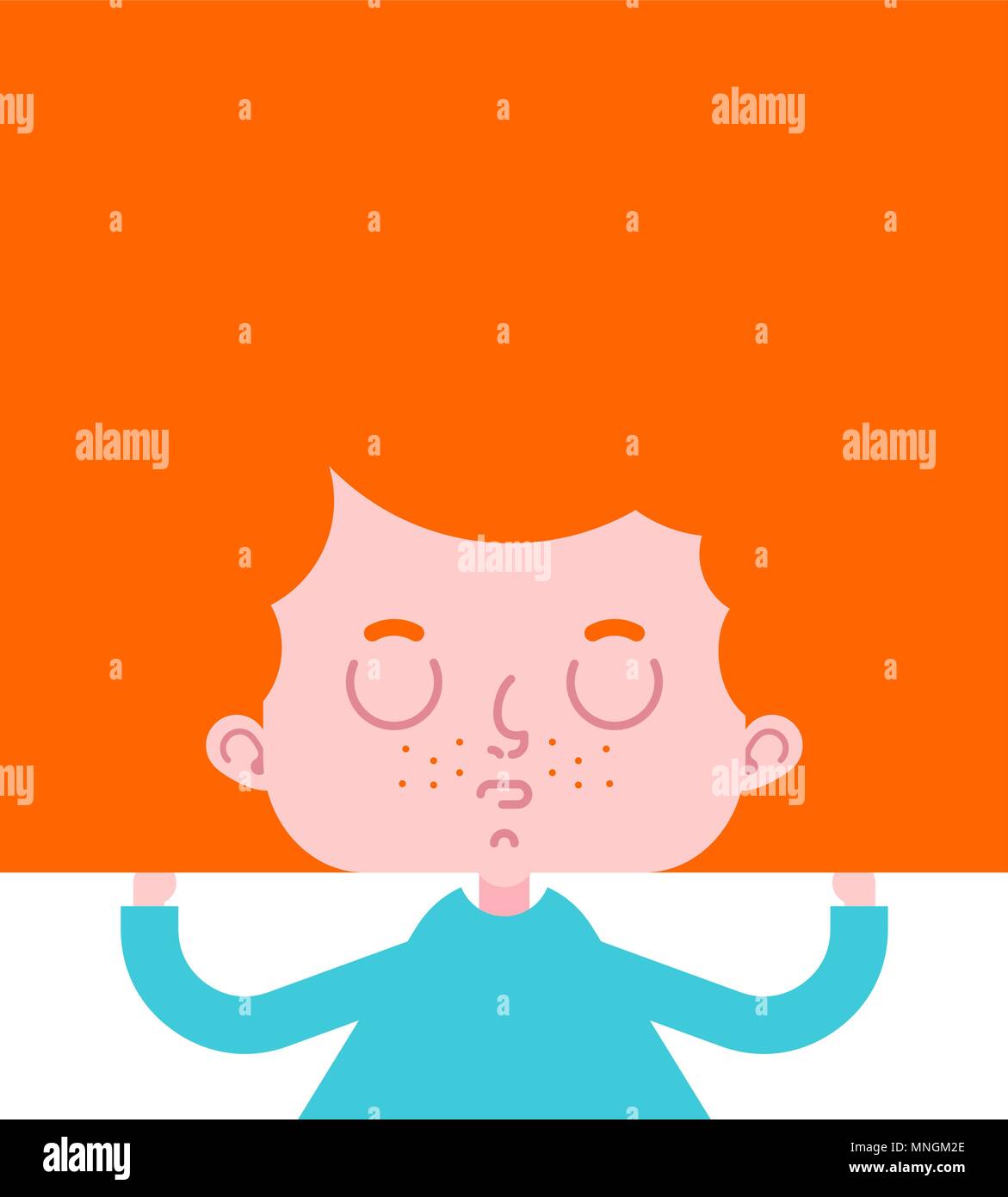 Red-haired little girl portrait. Female child freckles. Vector ...