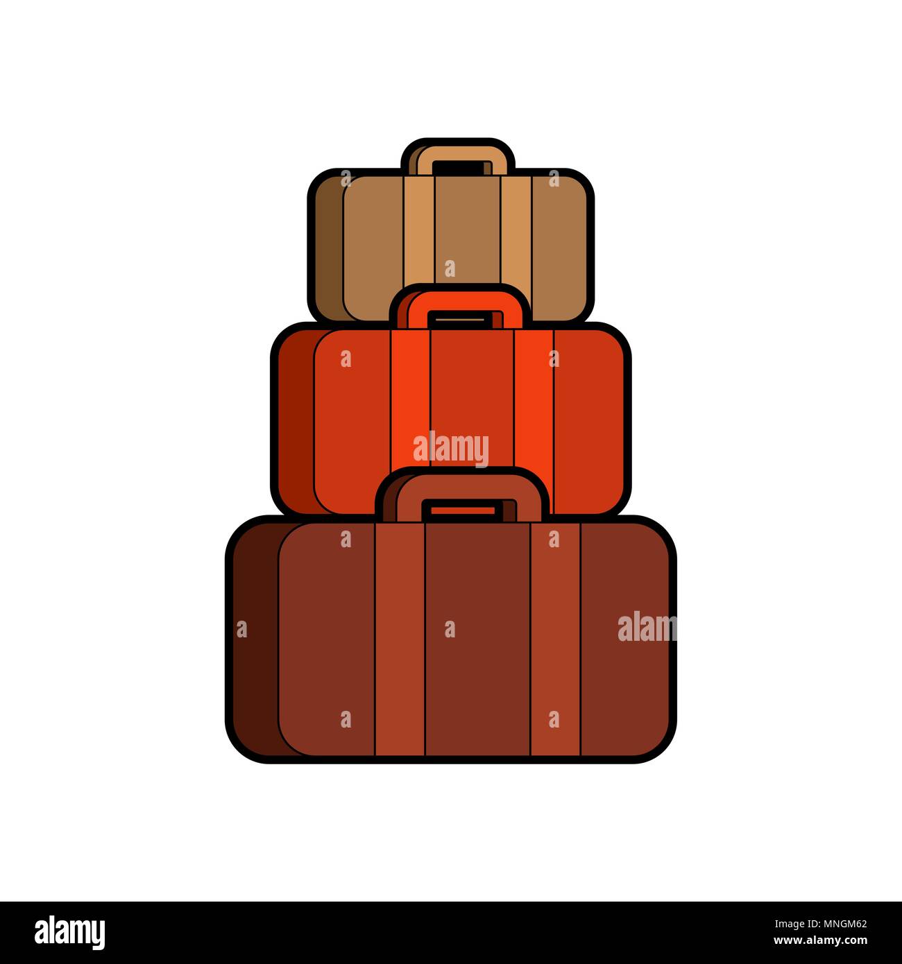 Pyramid of suitcases. Many bag isolated. Vector illustration Stock ...