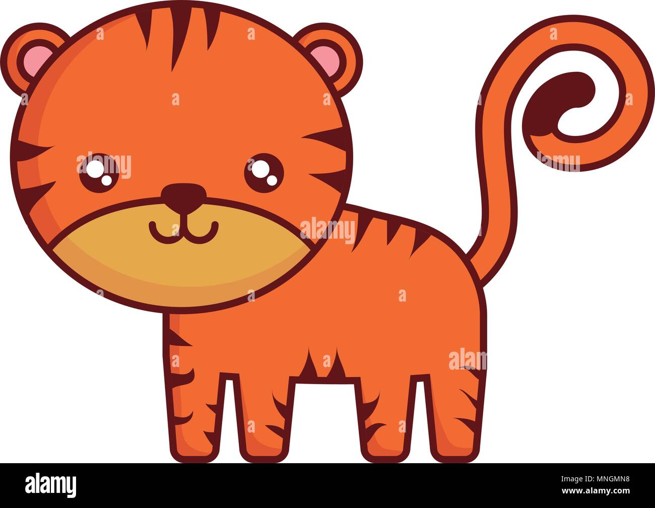 cute tiger icon over white background, colorful design. vector ...