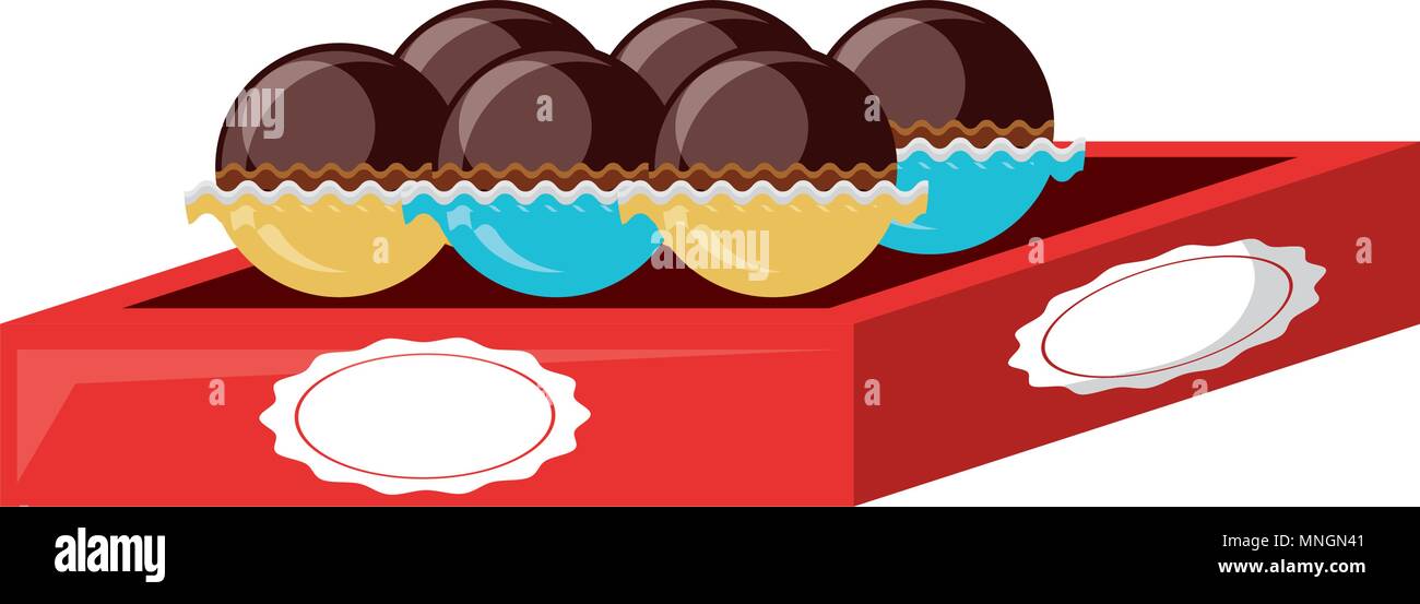 box of chocolate truffles icon over white background, colorful design ...