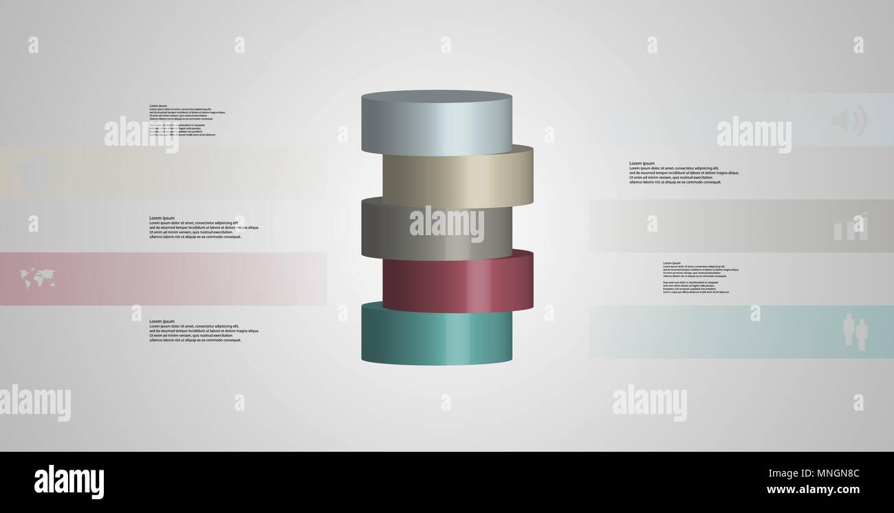 3D illustration infographic template with motif of horizontally sliced ...