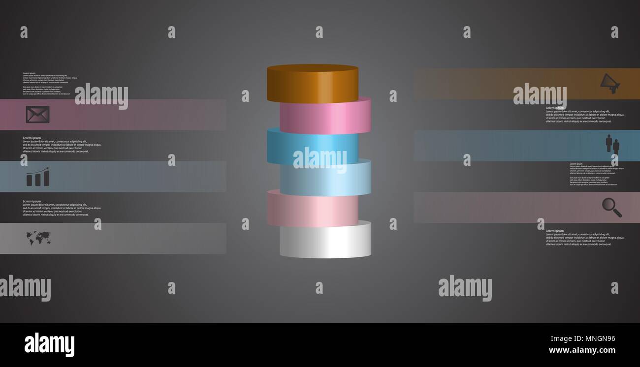3D illustration infographic template with motif of horizontally sliced ...