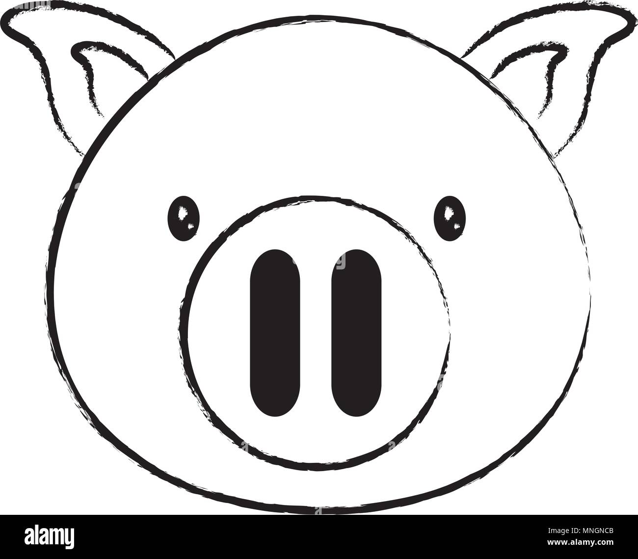 sketch of cute pig icon over white background, vector illustration ...