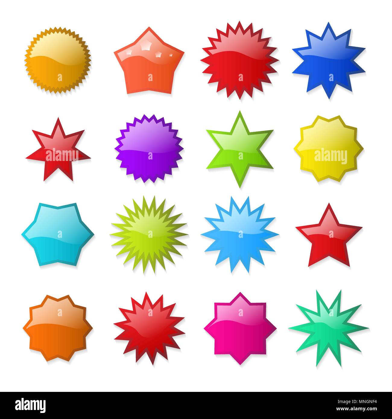 Starburst shapes. Circle star burst shape promo stickers, blank sale ...