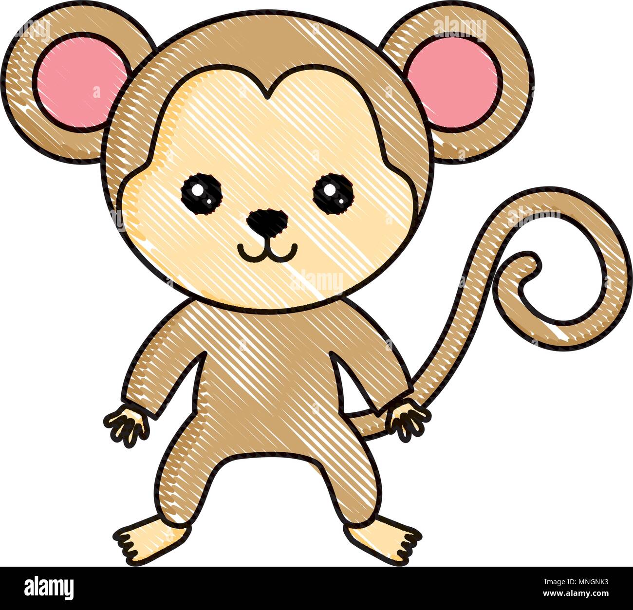 cute monkey icon over white background, colorful design. vector ...