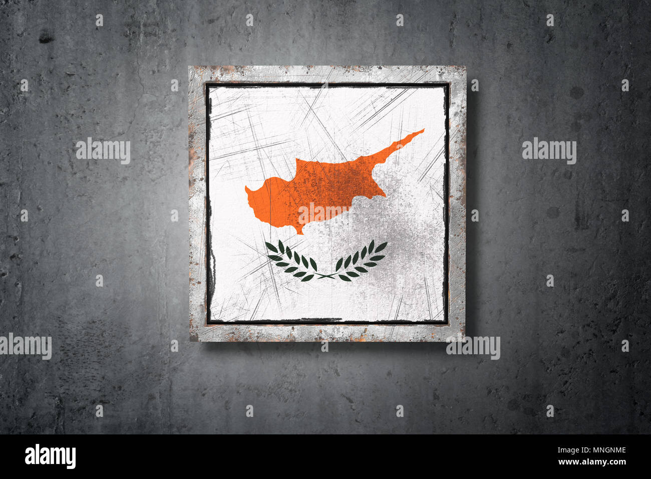 3d rendering of an old Cyprus flag in a concrete wall Stock Photo - Alamy