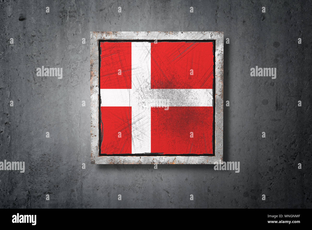 3d rendering of an old Denmark flag in a concrete wall Stock Photo - Alamy
