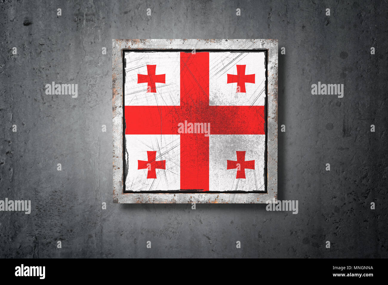 3d rendering of an old Georgia flag in a concrete wall Stock Photo - Alamy