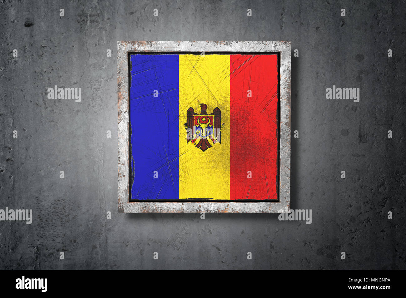 3d rendering of an old Moldova flag in a concrete wall Stock Photo - Alamy