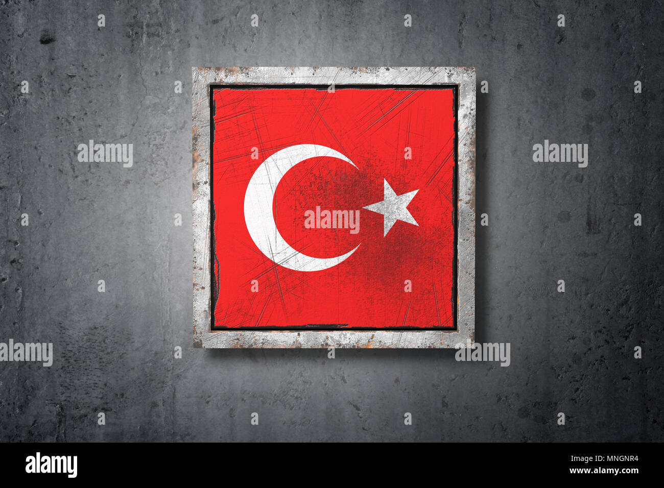 3d rendering of an old Turkey flag in a concrete wall Stock Photo - Alamy
