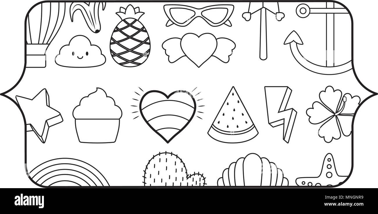 banner with cactus and cute related icons pattern over white background ...