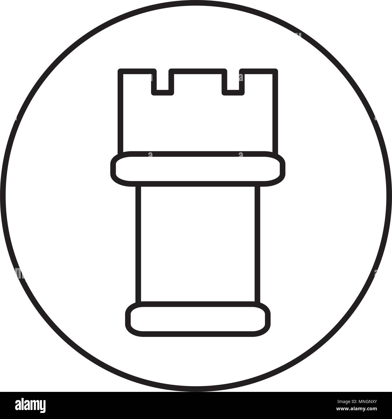 rook piece over decorative circle and white background, vector ...