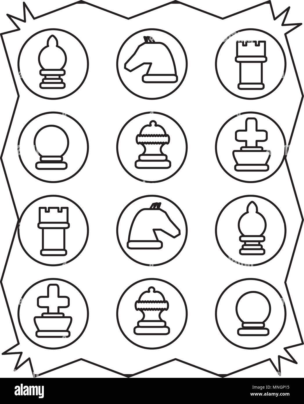 abstract frame with chess pieces design over white background, vector ...