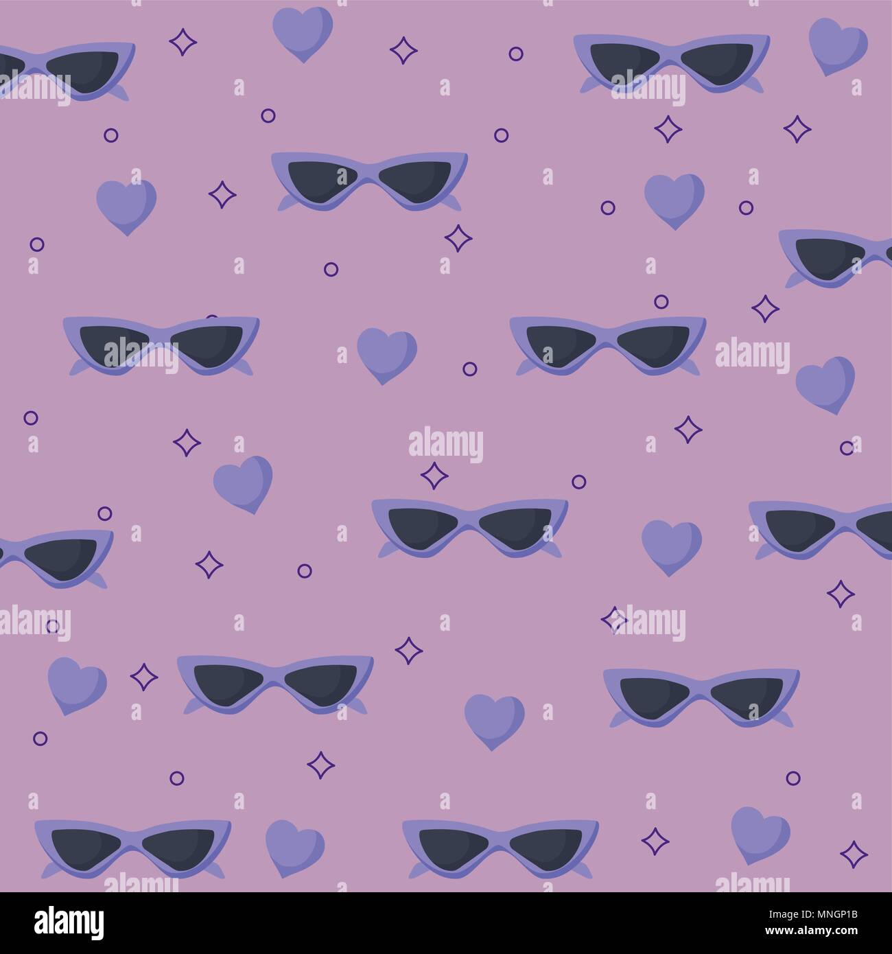 background of sunglasses and hearts pattern, vector illustration Stock ...
