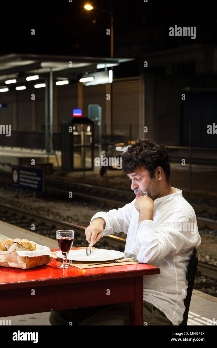 portrait of a man at the train station Stock Photo - Alamy