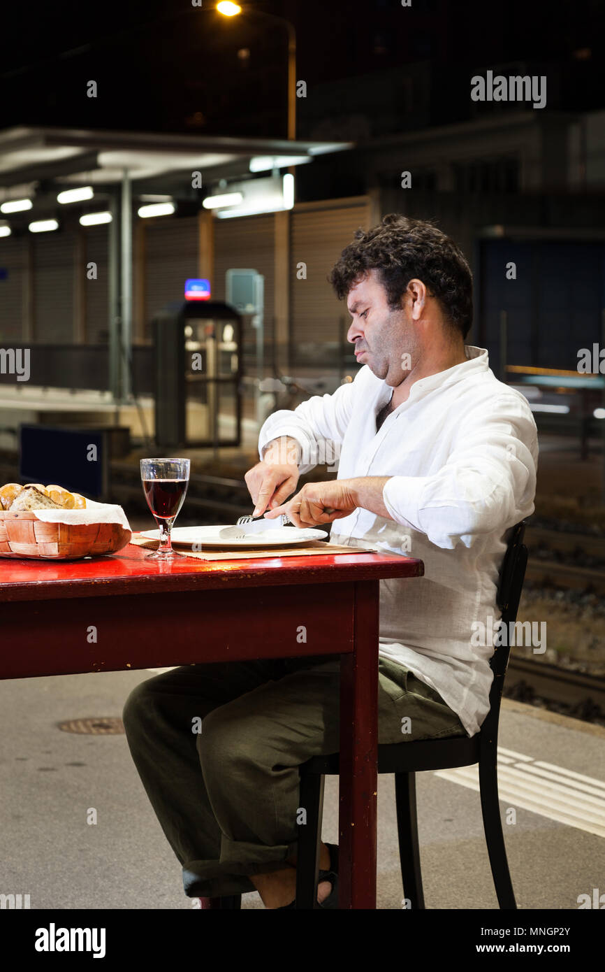 portrait of a man at the train station Stock Photo - Alamy