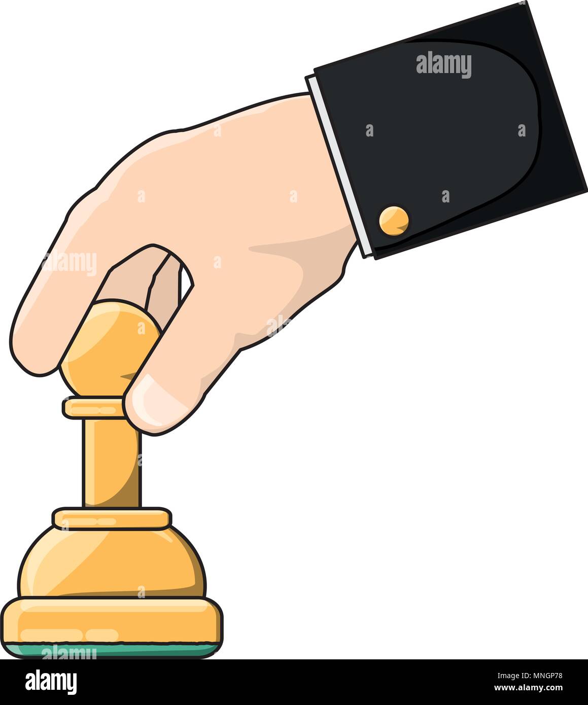 hand holding a pawn piece over white background, vector illustration ...