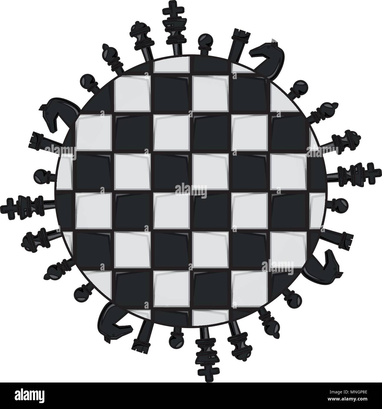 chess game design with chess pieces in circle shape over white ...